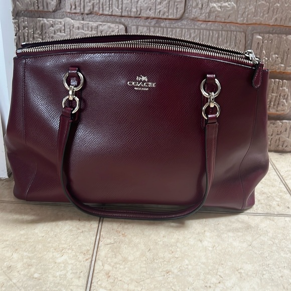 Coach | Bags | Coach Burgundy Leather Christie Carryall Satchel | Poshmark